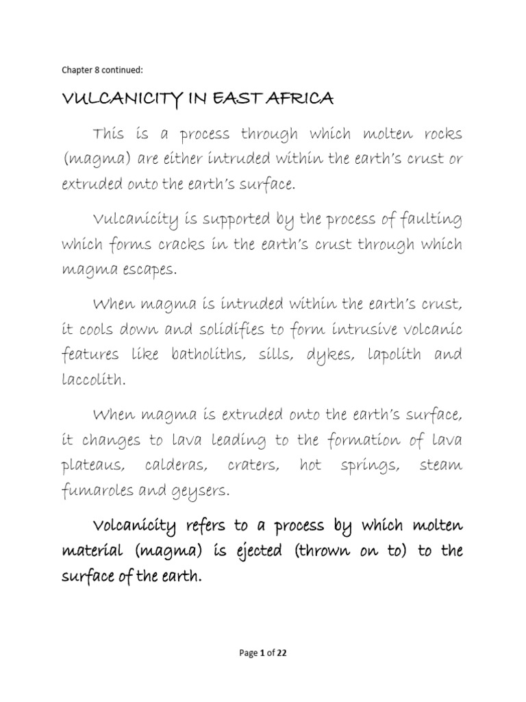 S.1 Geography VULCANICITY Form 1 | PDF | Volcanism | Art