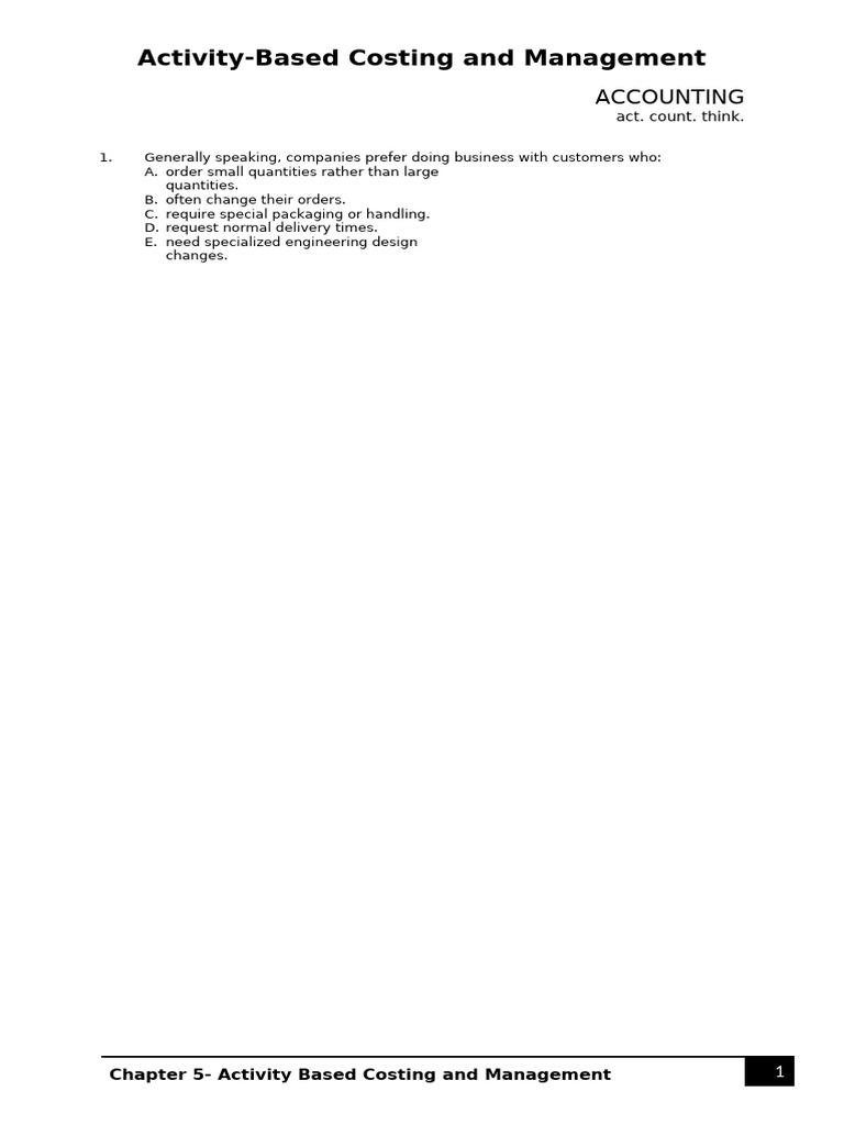 Chapter 5 Activity Based Costing and ManagementQ | PDF | Cost | Business