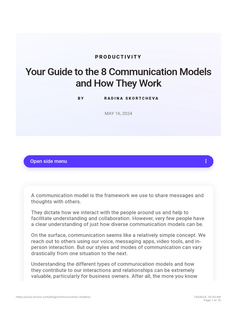 8 Communication Models and How They Work - Brosix | PDF | Communication ...