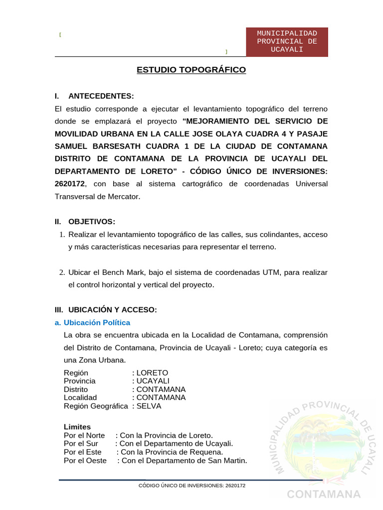 Mejoramiento Del Servicio de Movilidad Urbana en La Calle Jose Olaya ...