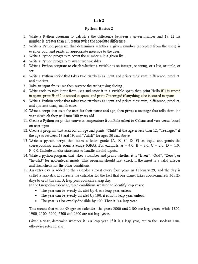 Lab 2 Python | PDF