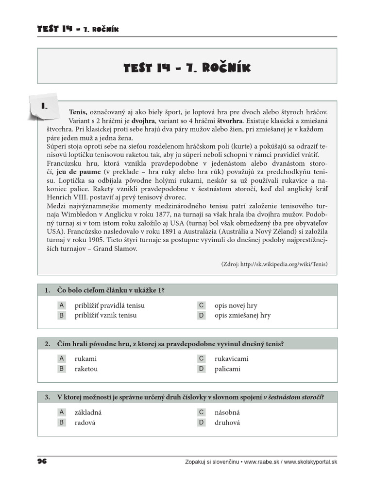 PZ Test 14 - 7 Rocnik | PDF