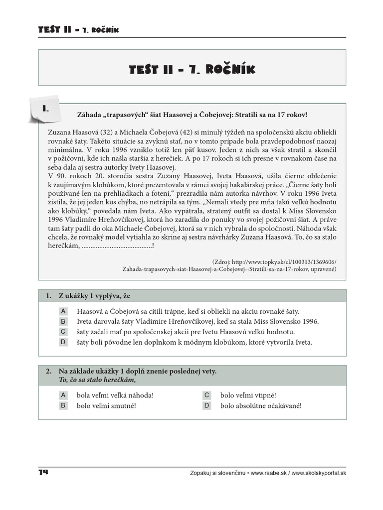 PZ Test 11 - 7 Rocnik | PDF