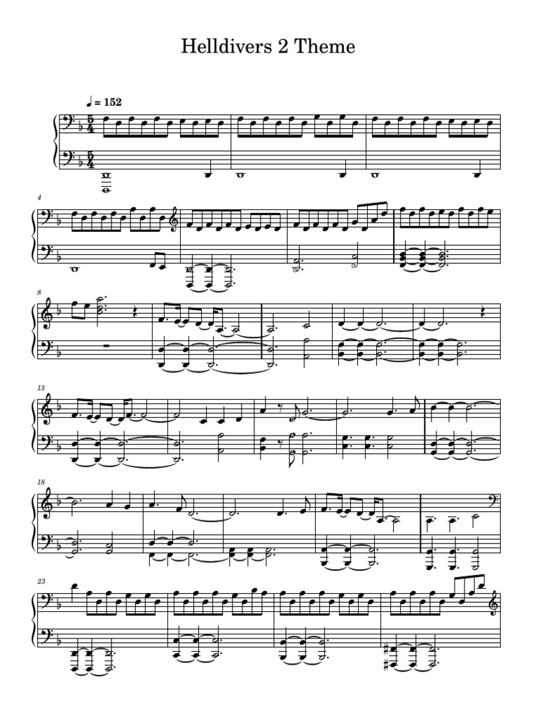 Helldivers 2 Theme Sheet Music | PDF