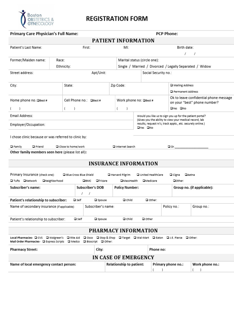 New Gynecology PatientRegistrationForms | PDF