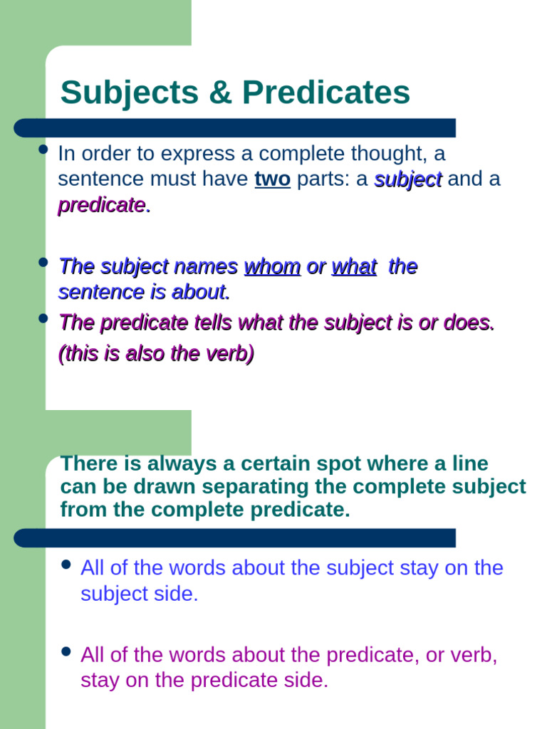 Subjects and Predicates | PDF