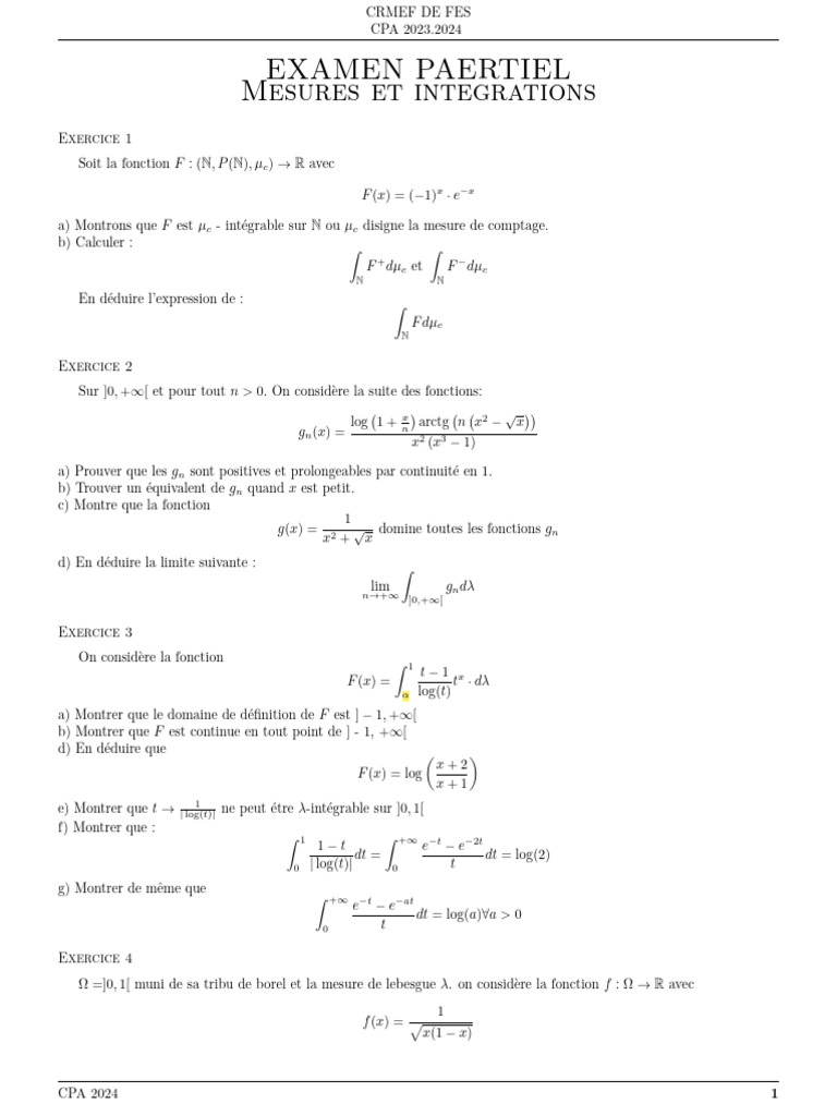 Partiel - Agreg - 2024 Mesure | PDF