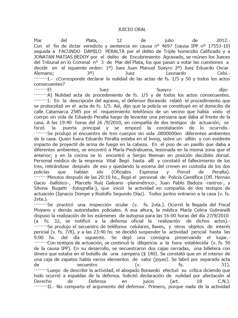 (4697) Sentencia Juicio Oral PERALTA | PDF