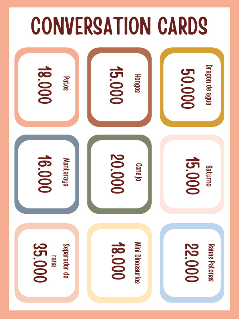 Boho Conversation Cards Worksheet | PDF