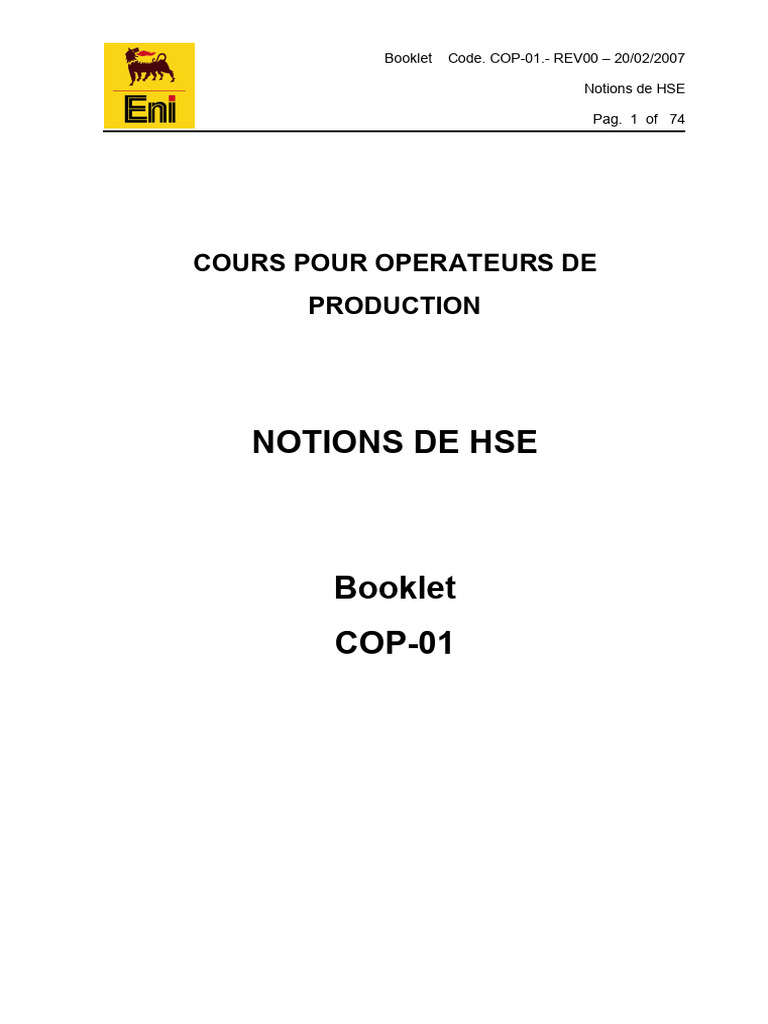 COP01-Notions de HSE - REV 00 - Doc | PDF