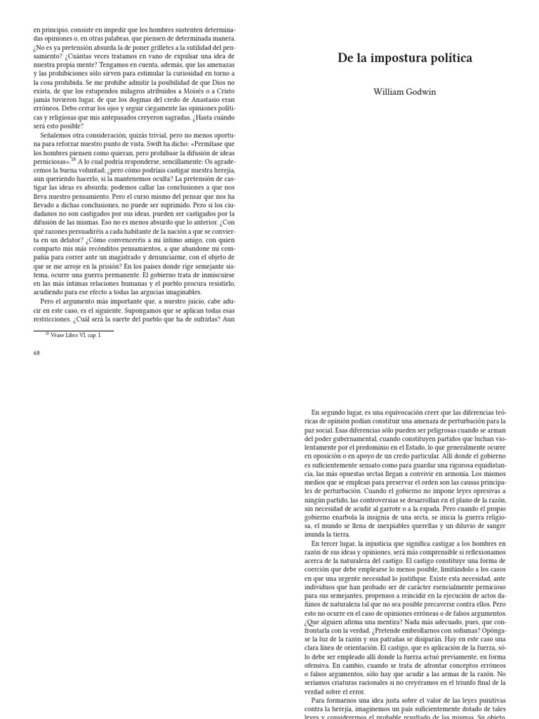 William Godwin de La Impostura Politica.a4 | PDF