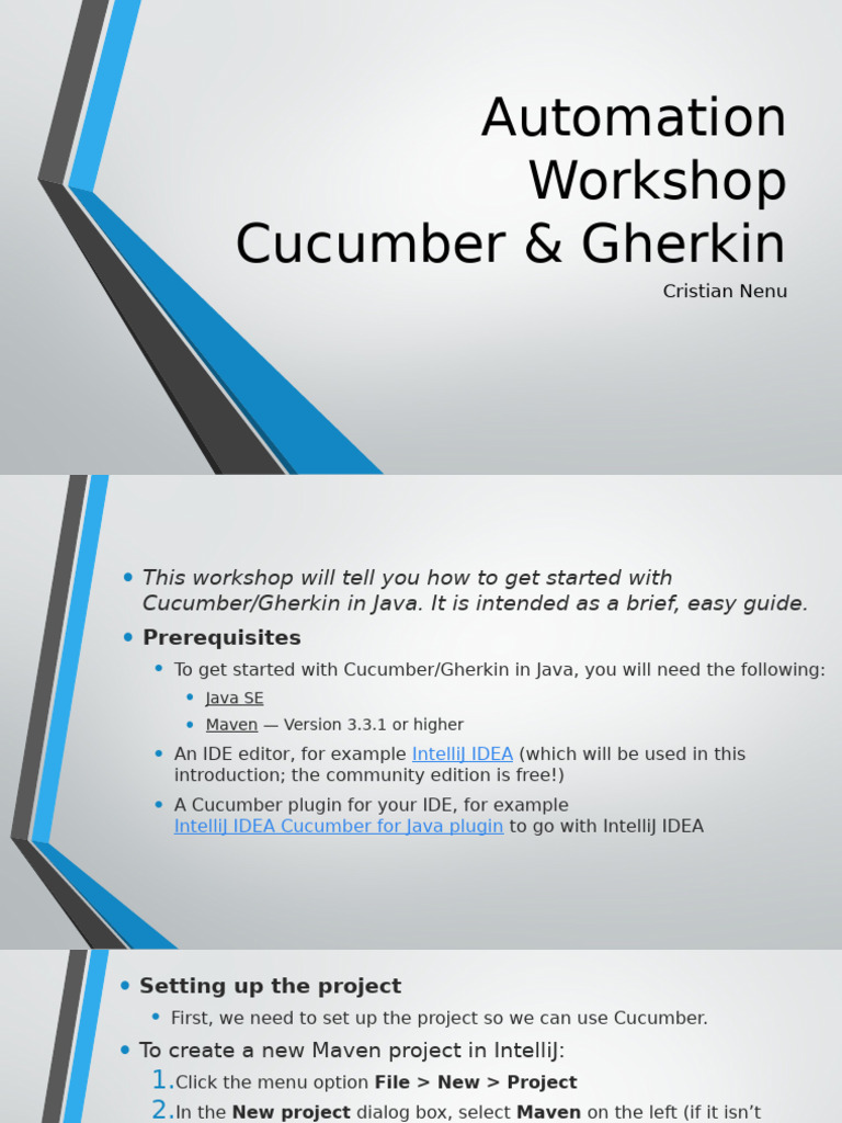 Automation Workshop - Cucumber & Gherkin | PDF