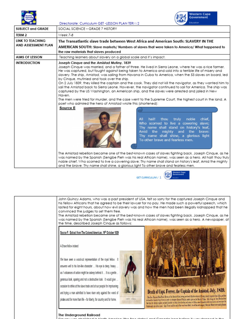 Lesson Plan GR 7 SS History T2 W7-8 | PDF