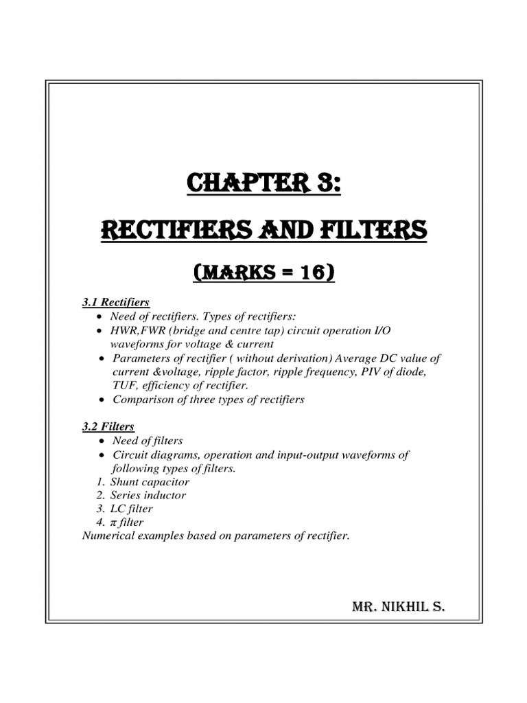 Rectifiers and Filters Chapter3 | PDF