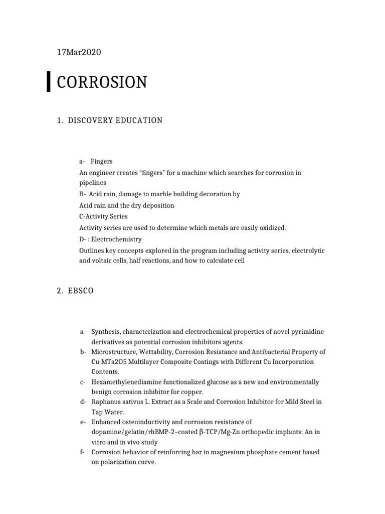 Corrosion (Graduation Project 2020) Hadeer Hesham | PDF | Corrosion ...