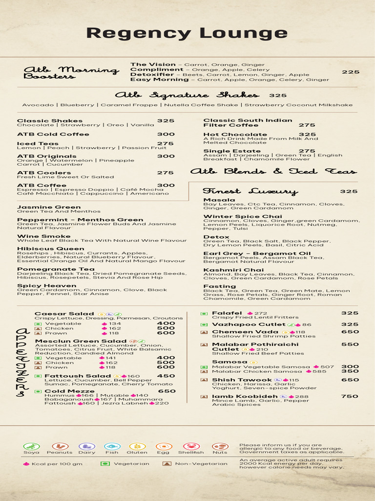 Regency Lounge Menu | PDF