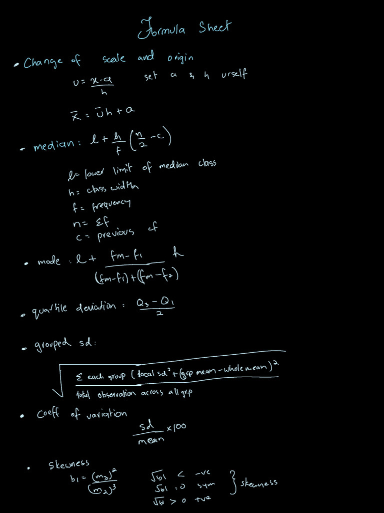 Formula Sheet Probs | PDF
