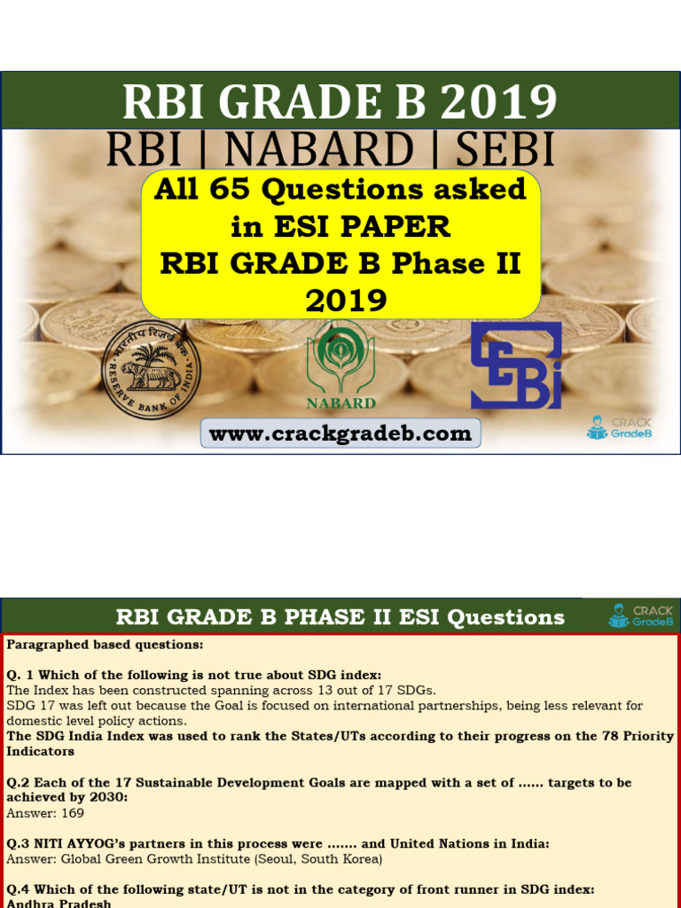 All ESI Ques With Answers - Phase 2 2019 | PDF | Reserve Bank Of India | International Monetary Fund