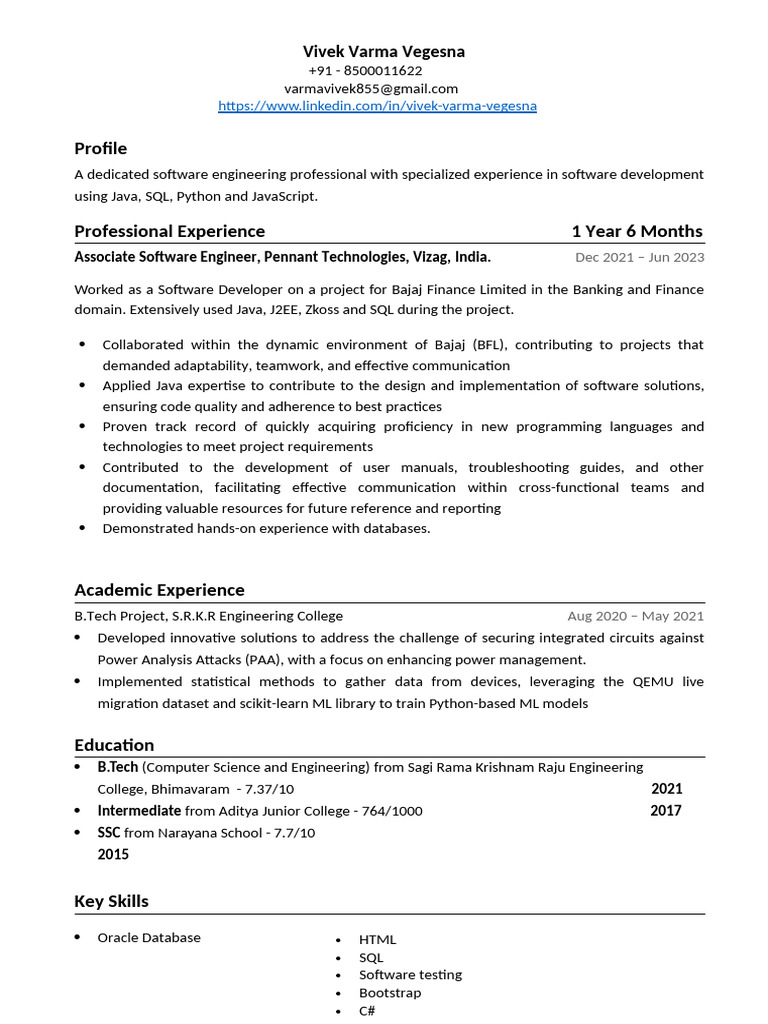 Vivek Varma Vegesna - Final - Res | PDF