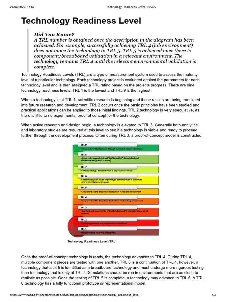 NASA Technology Readiness Levels Explained | PDF | Nasa | Prototype