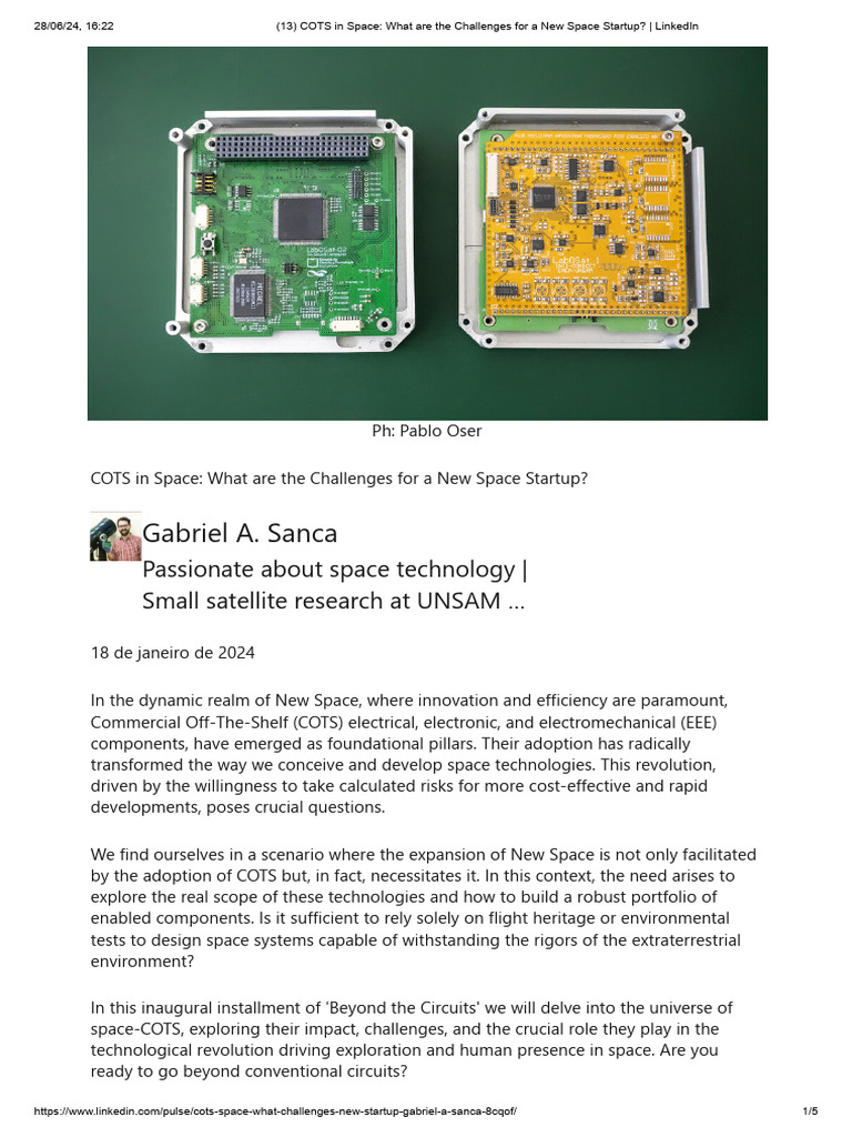 COTS in Space - What Are The Challenges For A New Space Startup - LinkedIn | PDF | Reliability ...