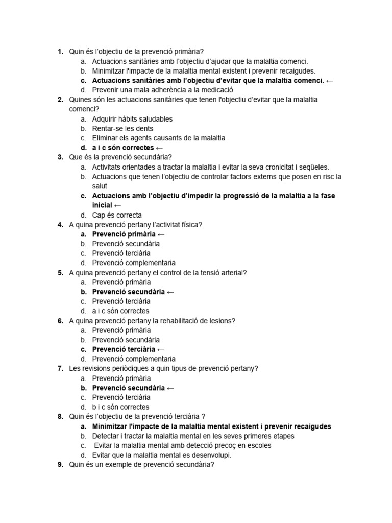 Preguntas Tipo Test Prova de Miníms-1 | PDF