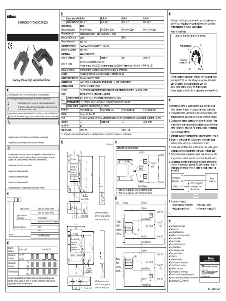 Manual Sensor Autonics Bup-30s | PDF