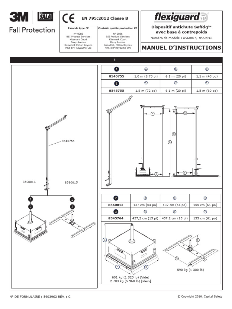 DBI-SALA FlexiGuard Safrig Fall Arrest System With Counterweight Base | PDF