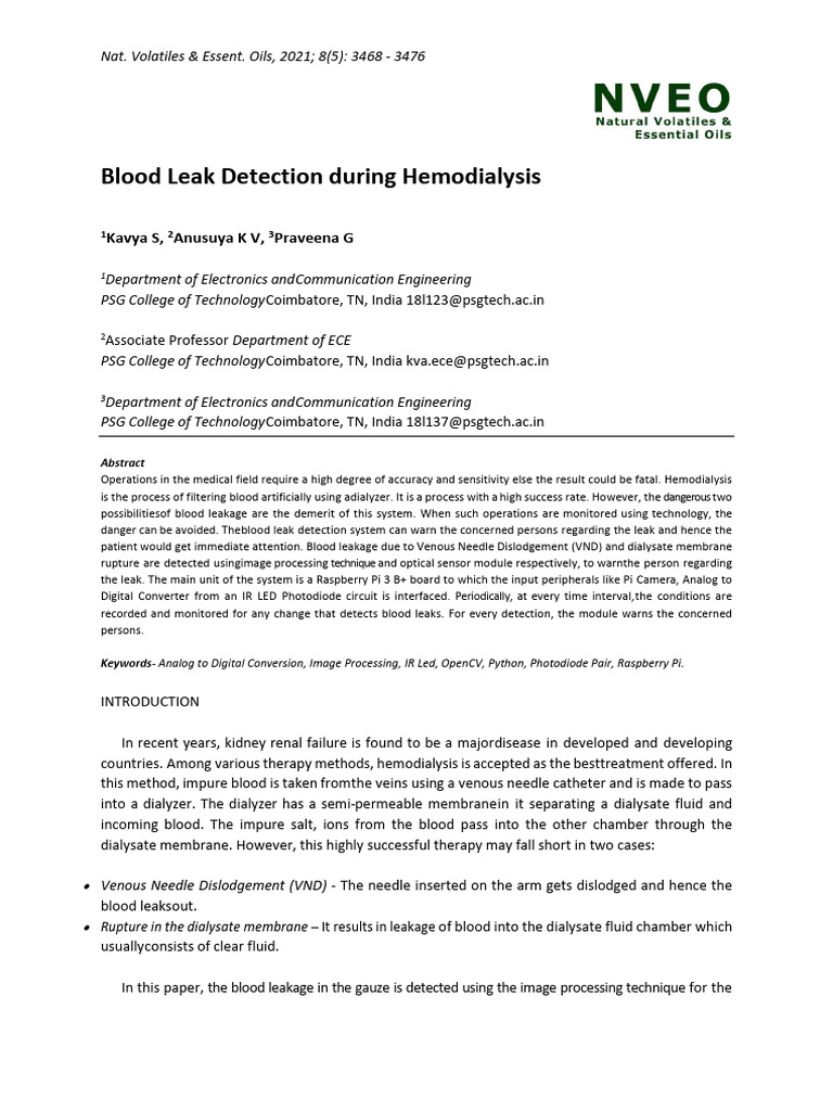 Blood Leak Detection | PDF