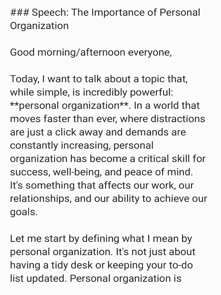 The Importance of Personal Organization - 240906 - 194746 | PDF