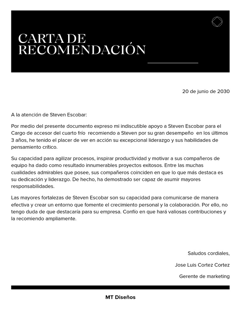 Carta de Recomendación Personal MXT | PDF