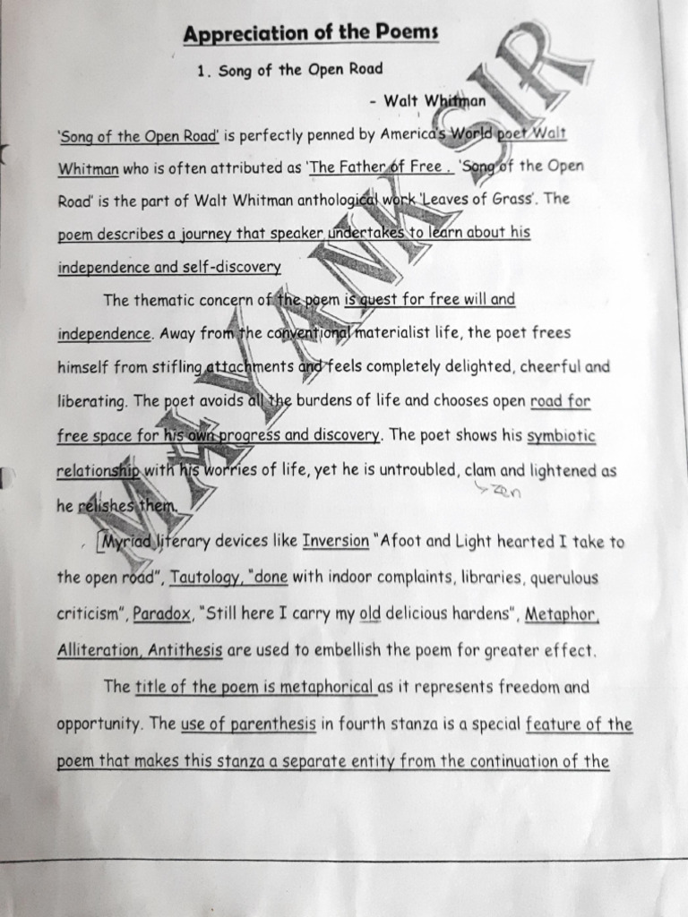 appreciation of all poems | PDF