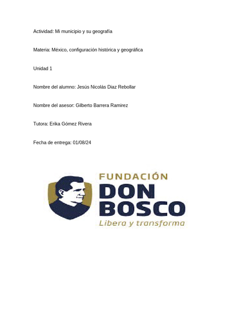 U1 Act 1 Mi Municipio y Su Geografía JNDR | PDF