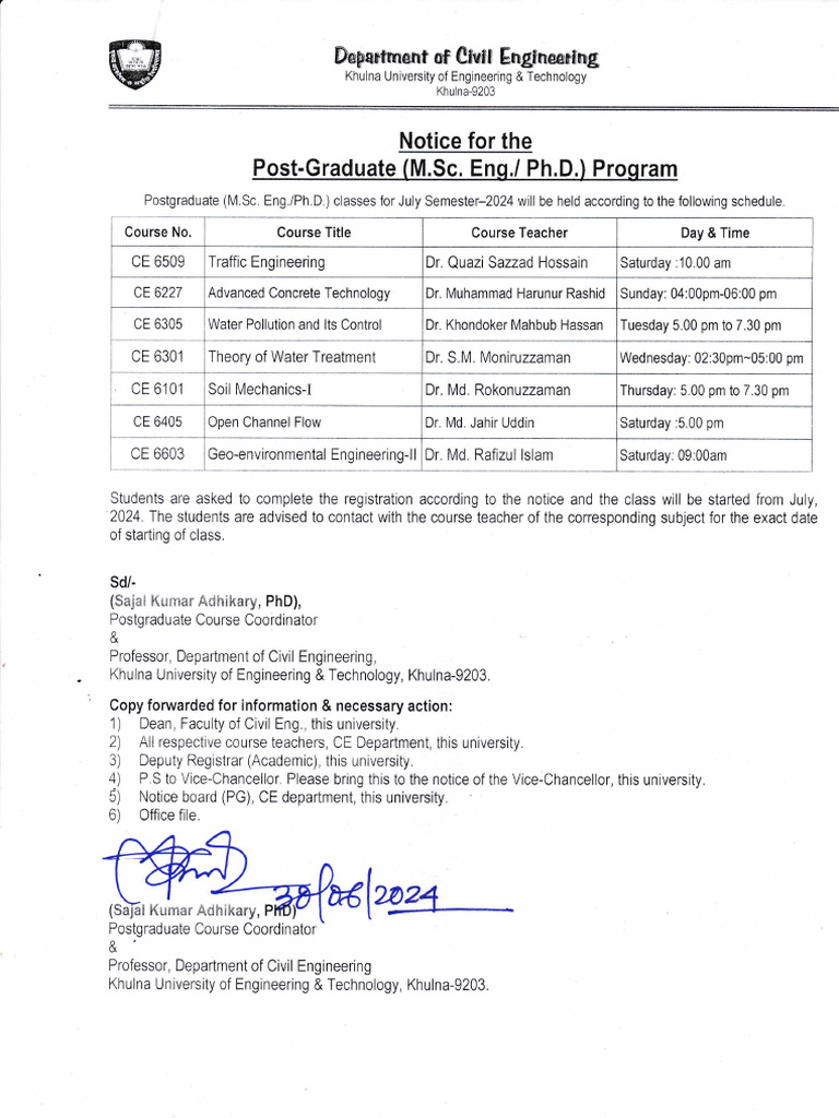 Notice (Post-Graduate Classes Schedule) - 20240821 - 0001 | PDF