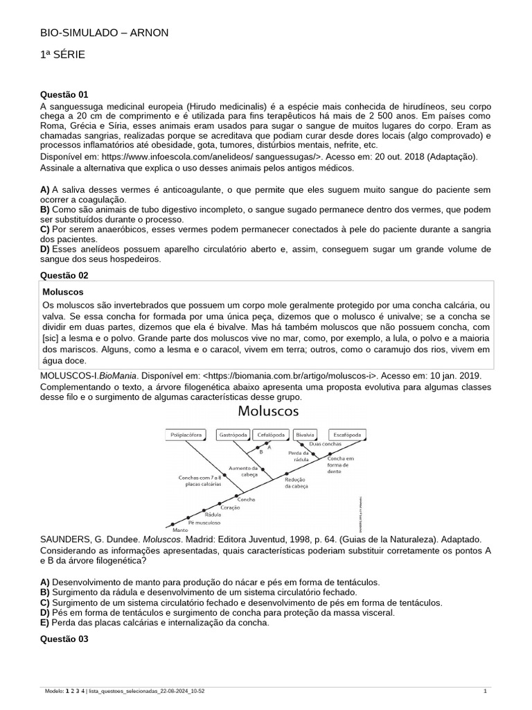Biosimulado Arnon - 1 Série | PDF