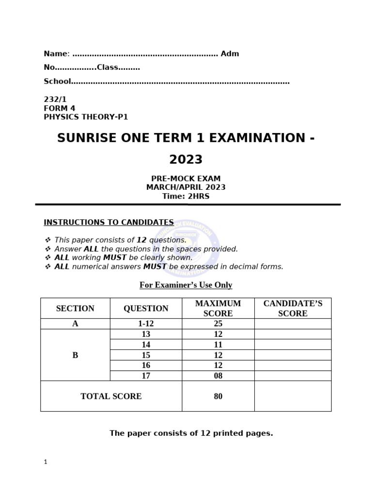 Sunrise Paper 1 | PDF