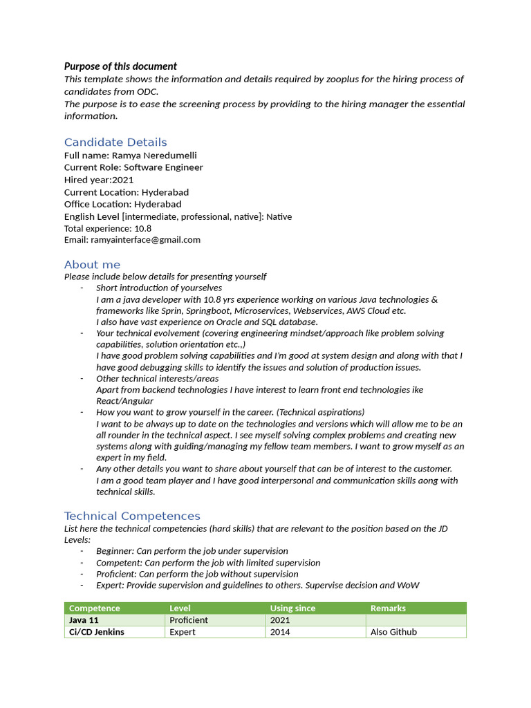 Candidate Details: Purpose of This Document | PDF