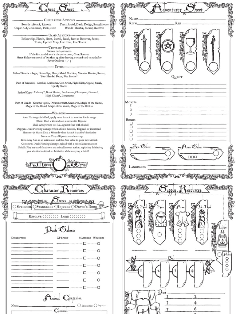 His Majesty the Worm adventurer sheet_fillable | PDF