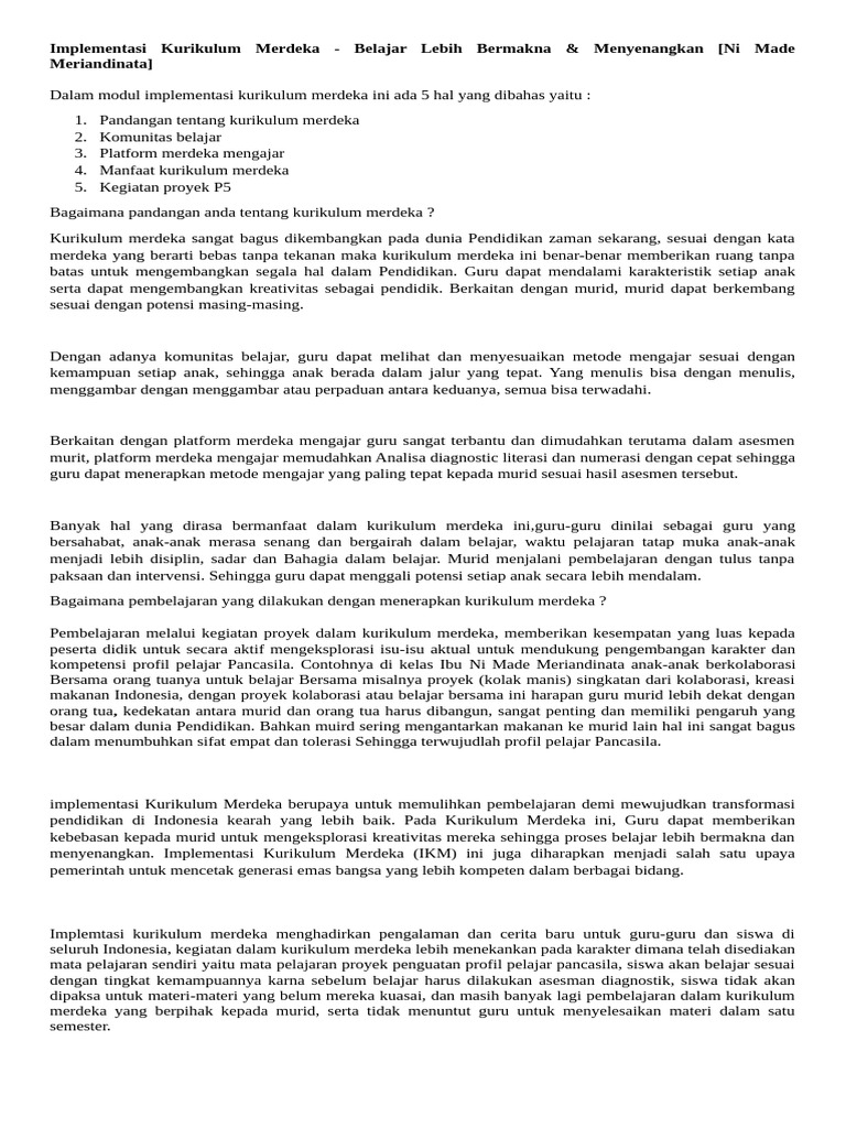 Implementasi Kurikulum Merdeka | PDF