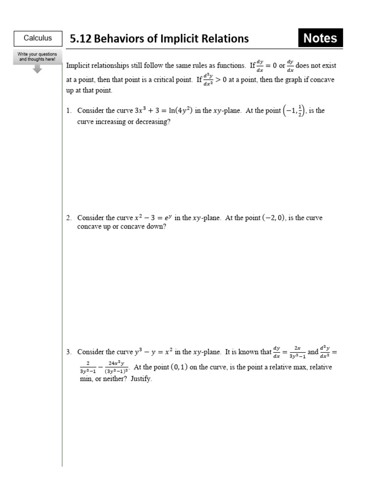 5.12 Behaviors of Implicit Relations: Notes | PDF