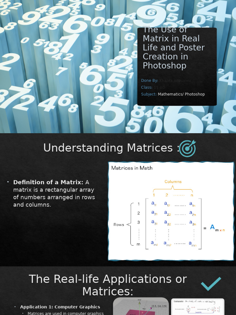 The Use of Matrix in Real Life and Photoshop | PDF