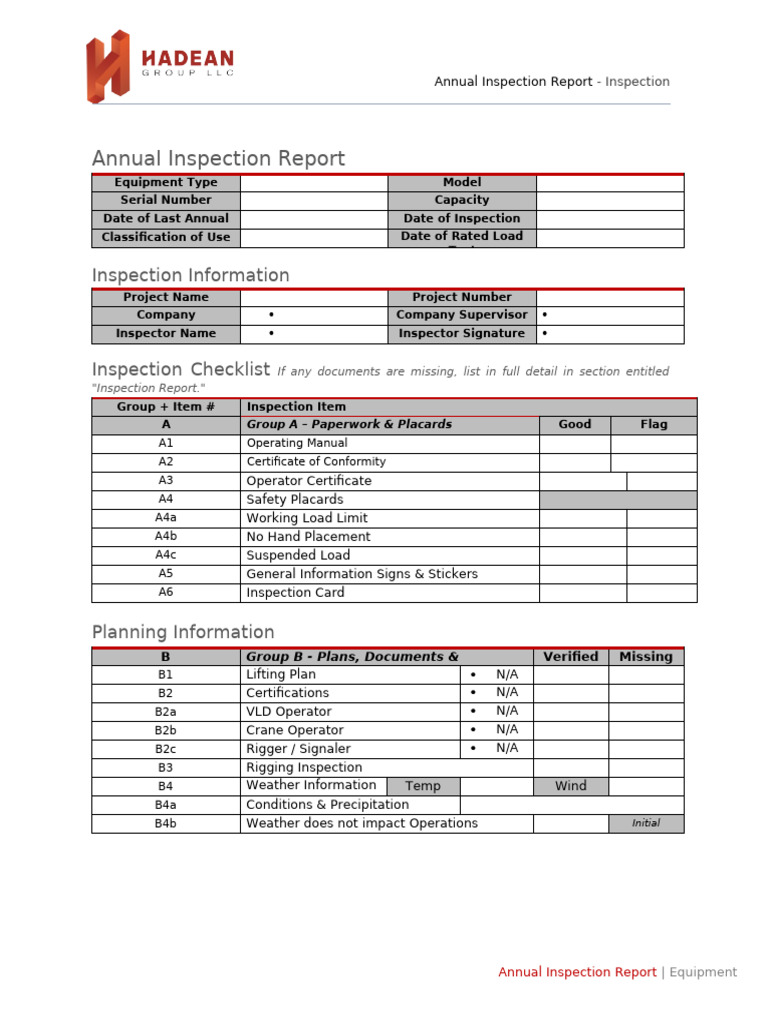 Annual Inspection Report | PDF