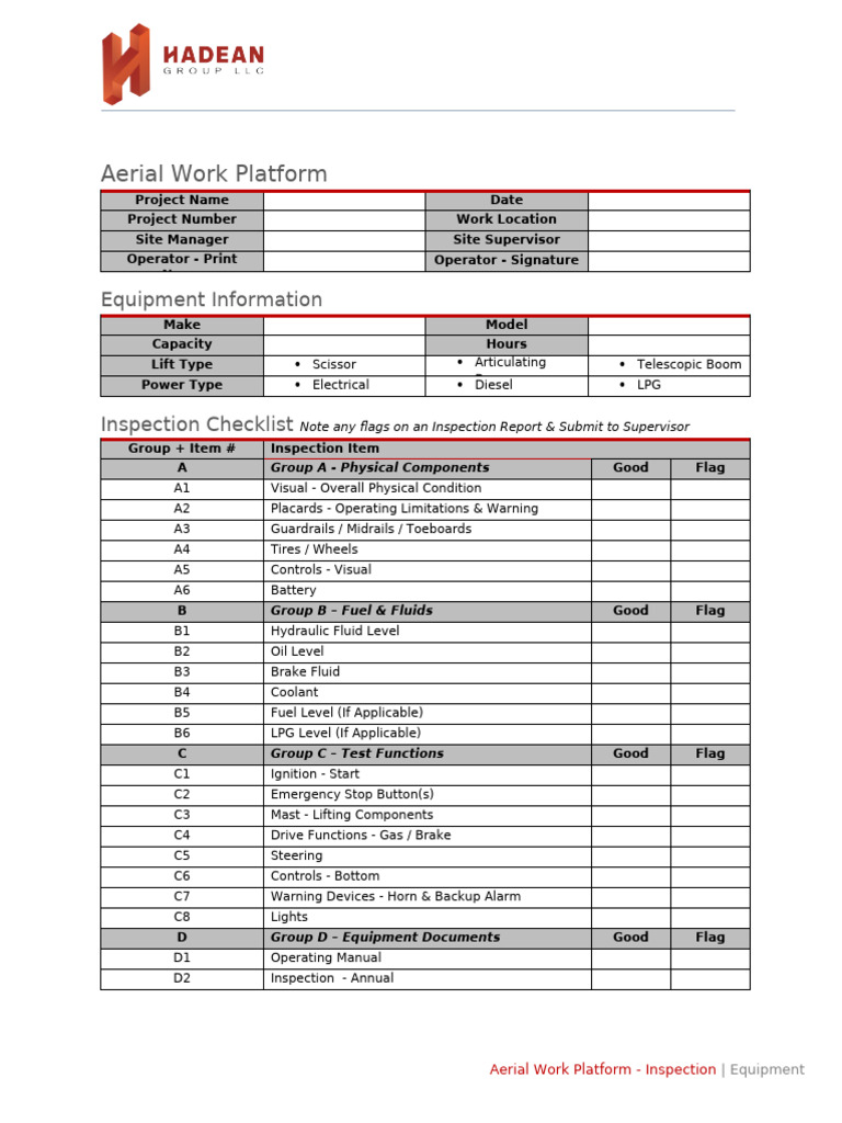 Equipment Inspection - AWP | PDF