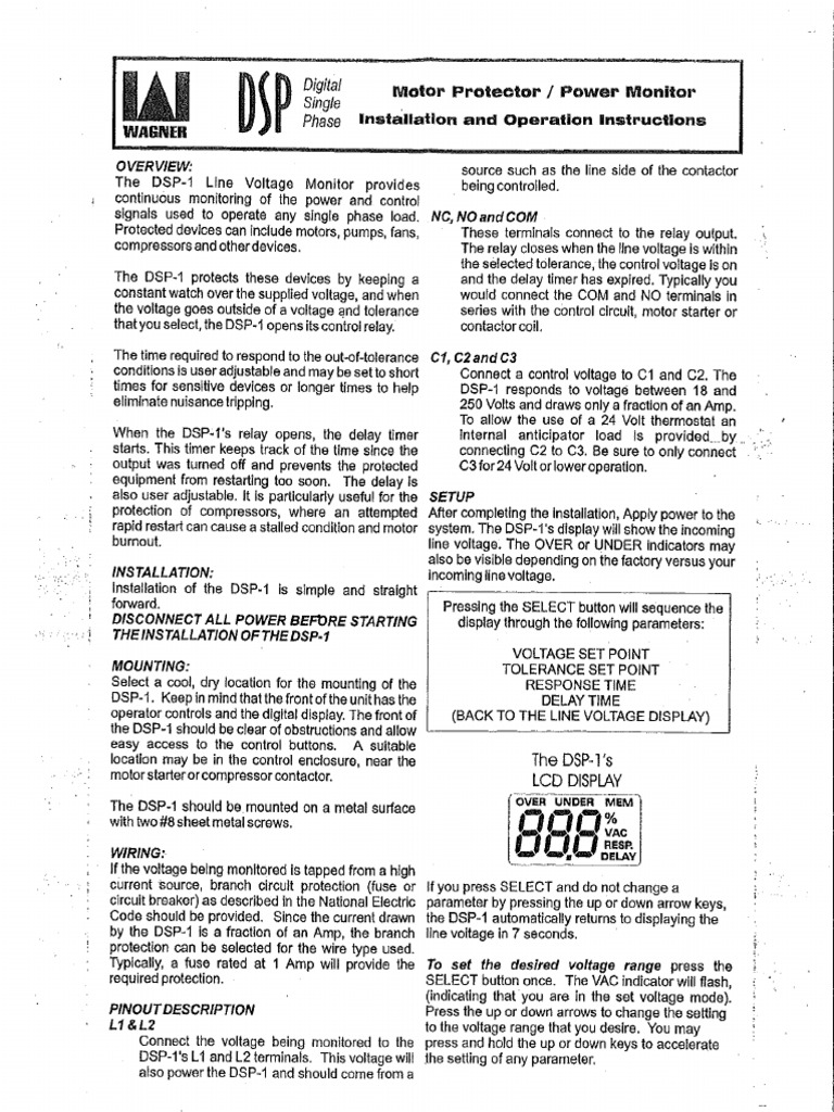 DSP 1 Installation and Operation Instruction | PDF