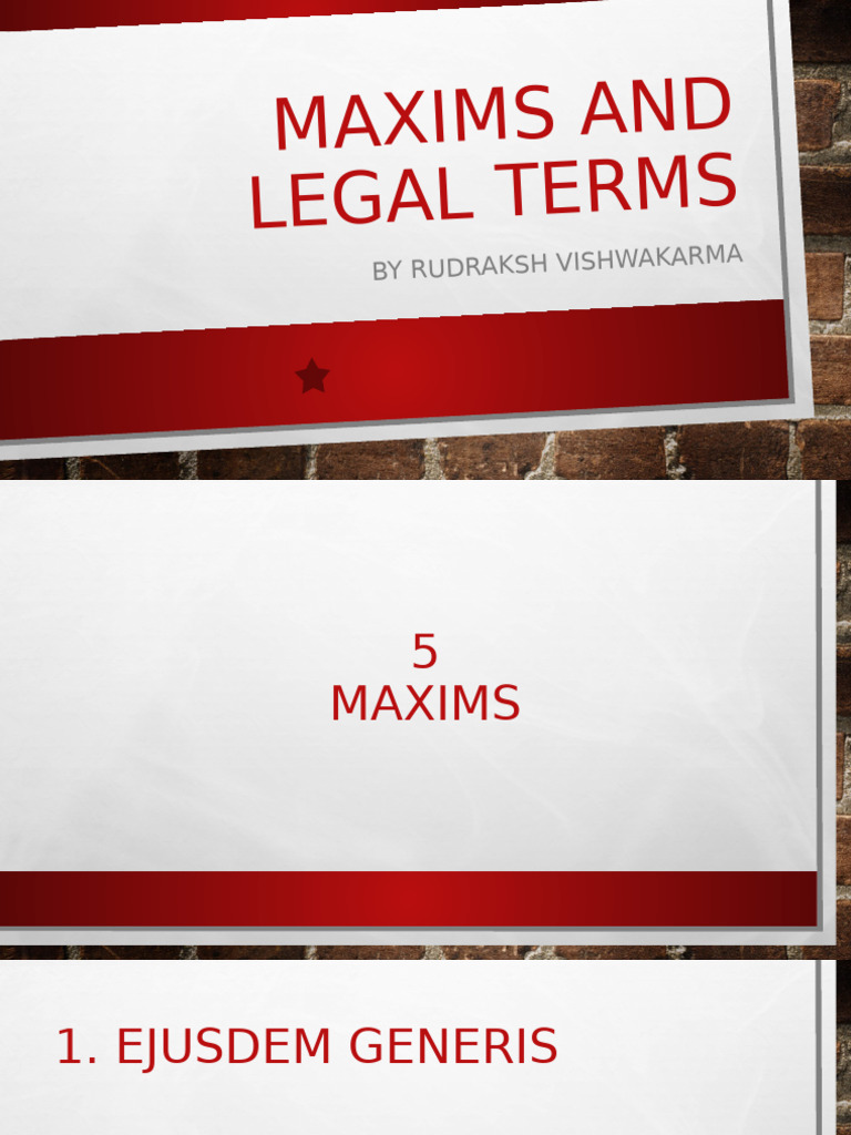 Maxims and Legal Terms | PDF