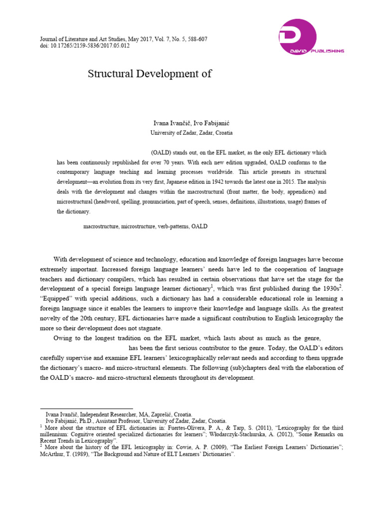 Structural Development Oald | PDF