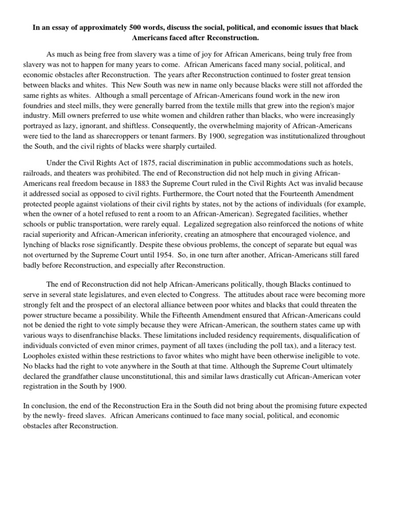 African Americans After Reconstruction | PDF | Reconstruction Era ...