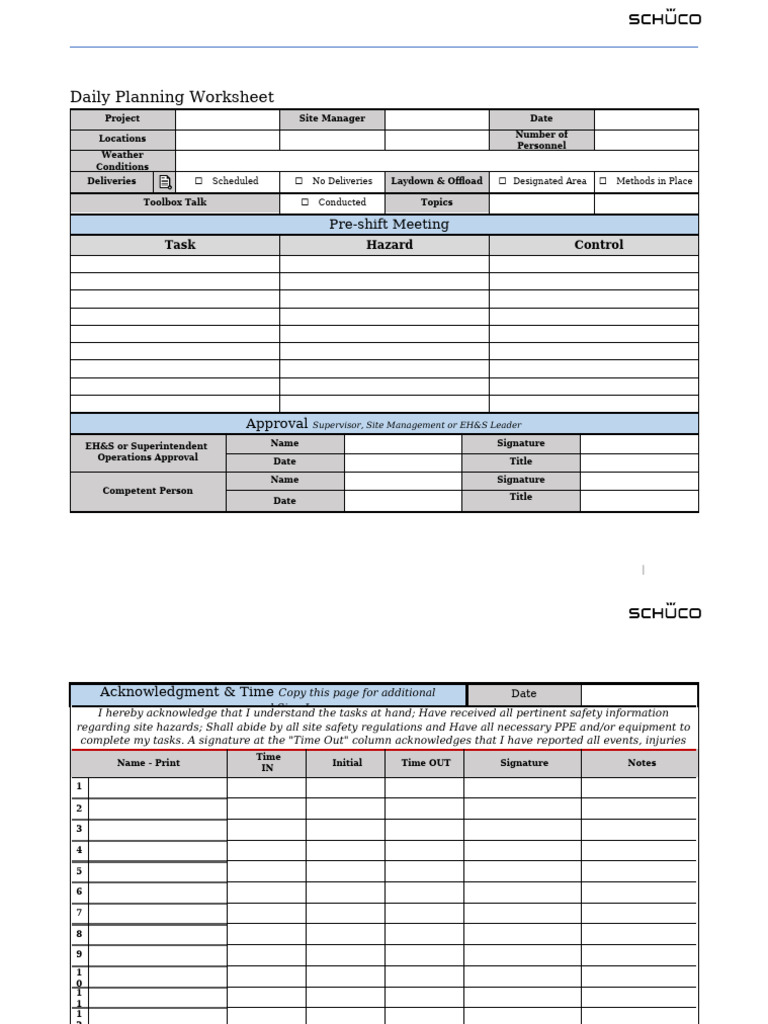Planning - Pre Task Plan (Field) REV02 | PDF