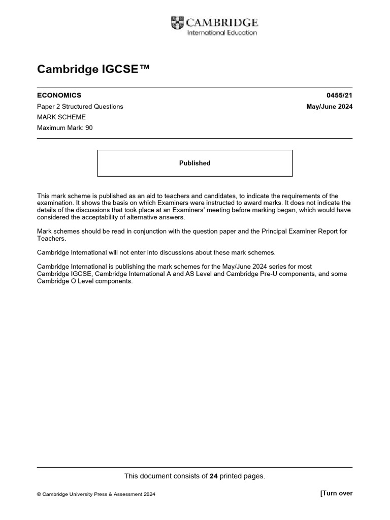 Cambridge IGCSE™: Economics 0455/21 | PDF