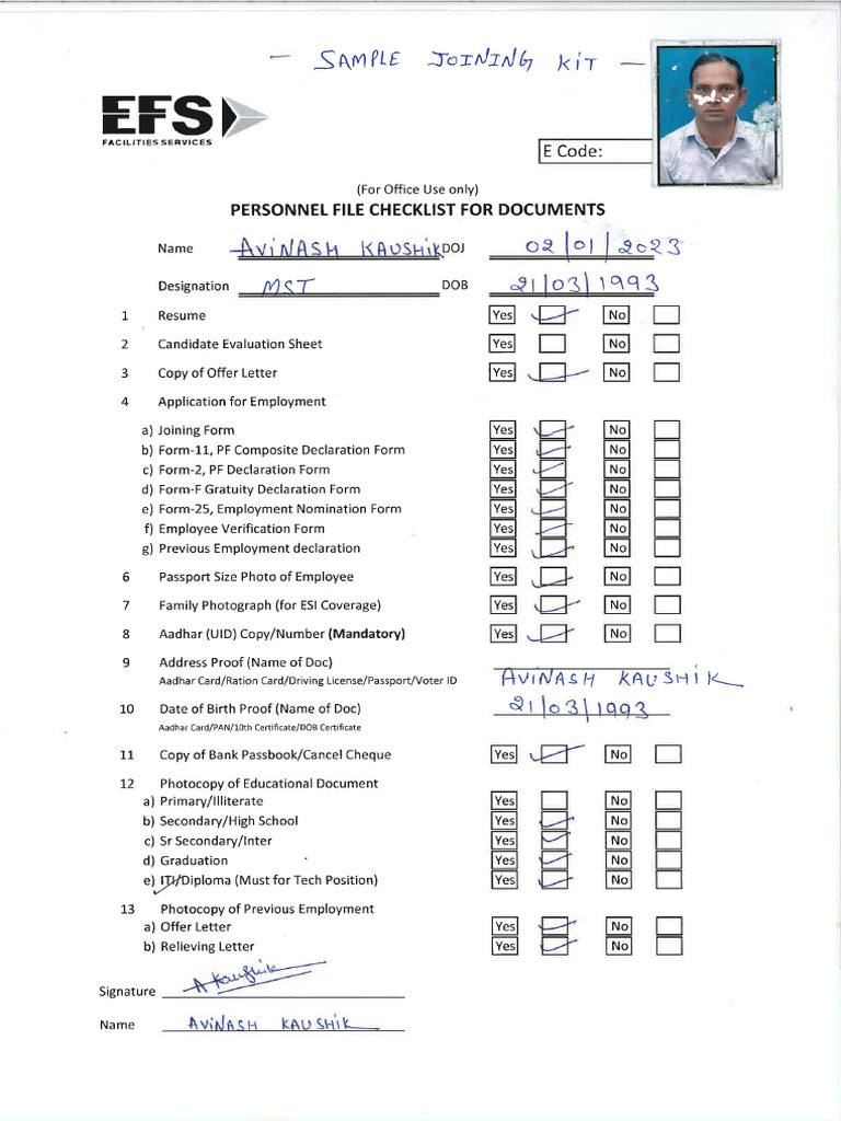 Sample joining Form | PDF